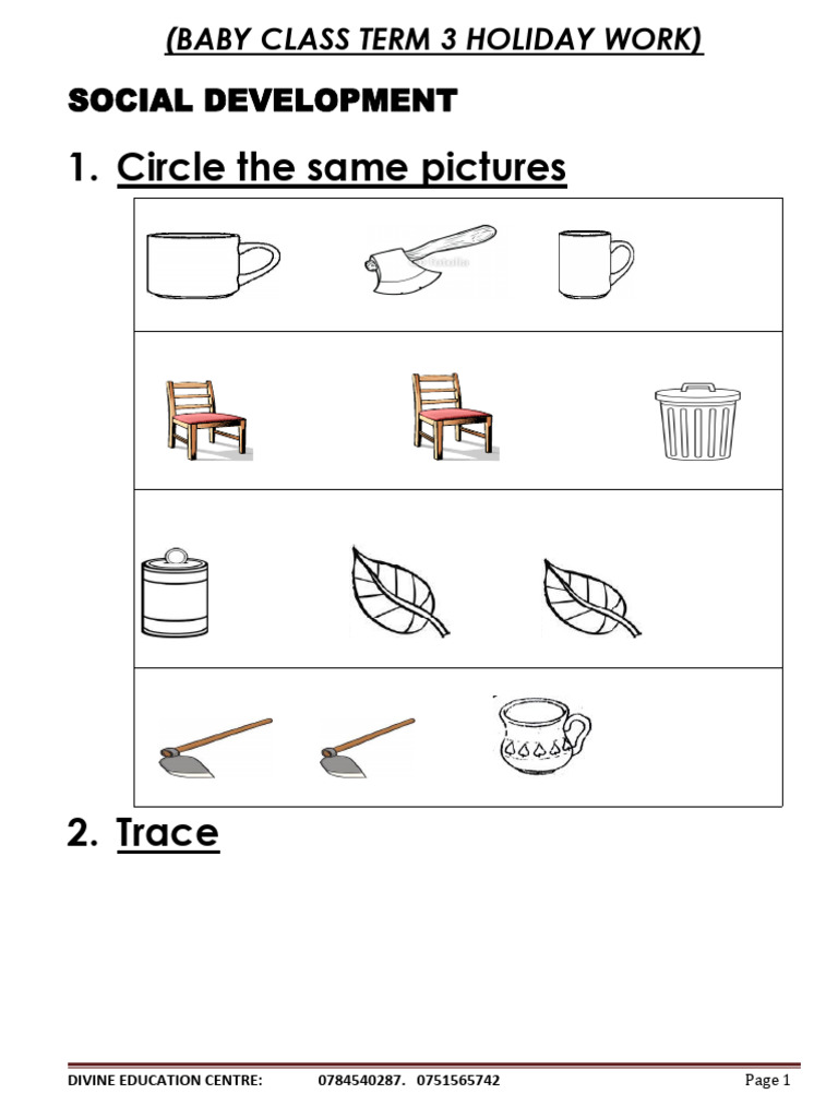 Baby Class Holiday Work Term 3 2023 | PDF