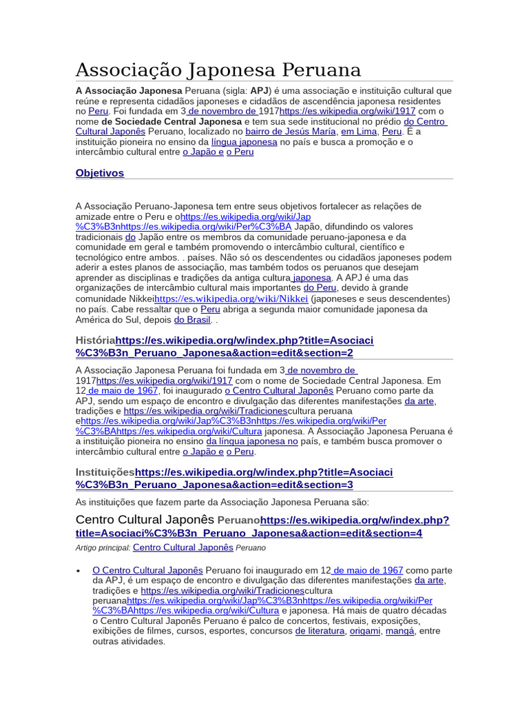 Associação Peruano Japonesa | PDF | Japão | Peru