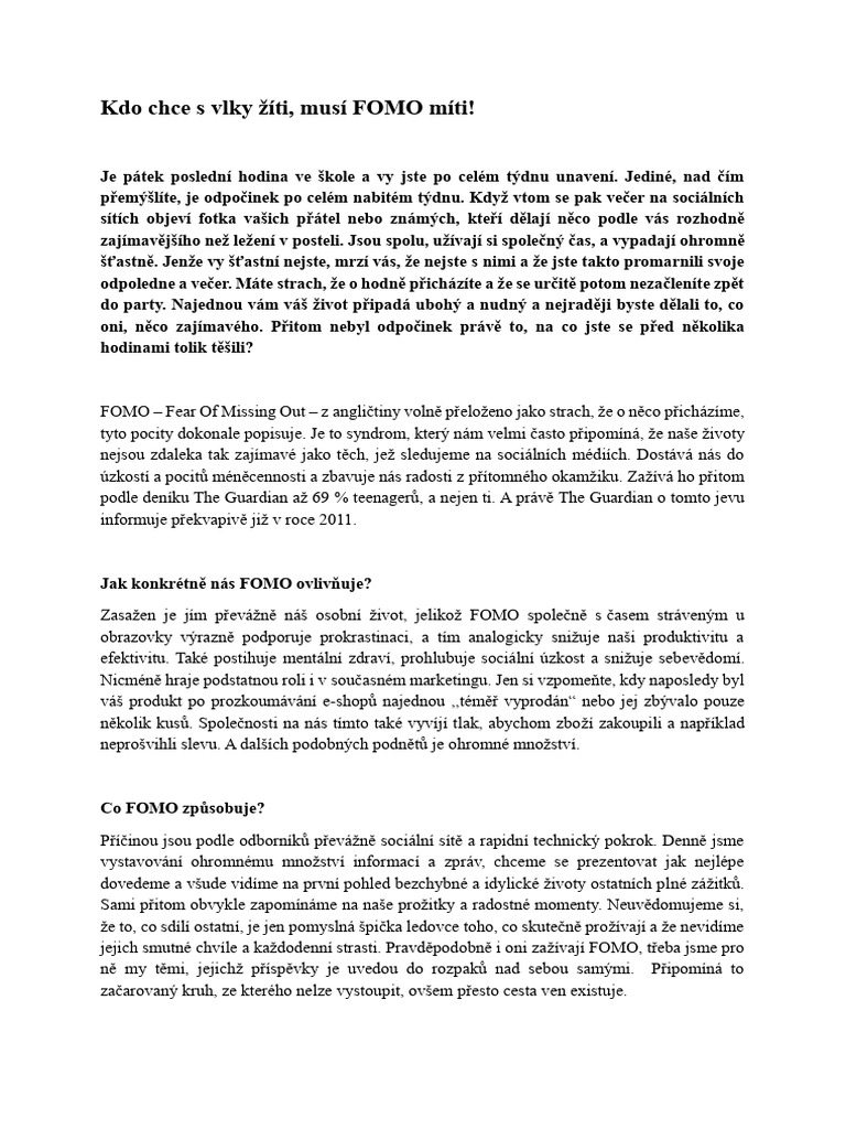 Fomo Článek 2 | PDF