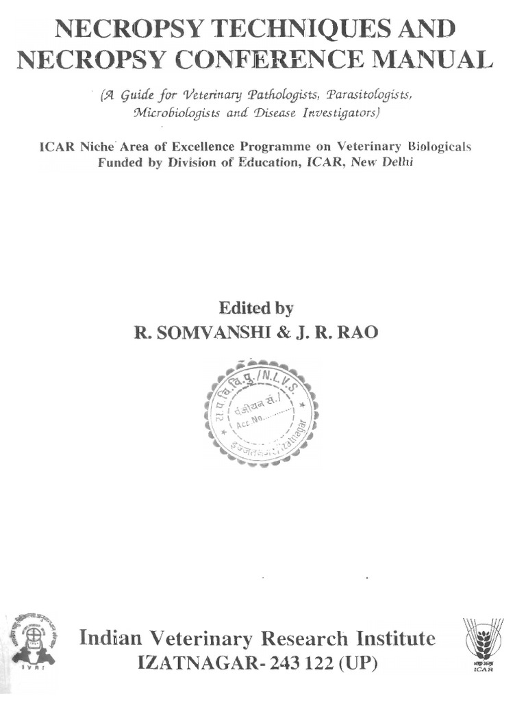 Necropsy Techniques Manual for Veterinarians | PDF | Pathology | Autopsy