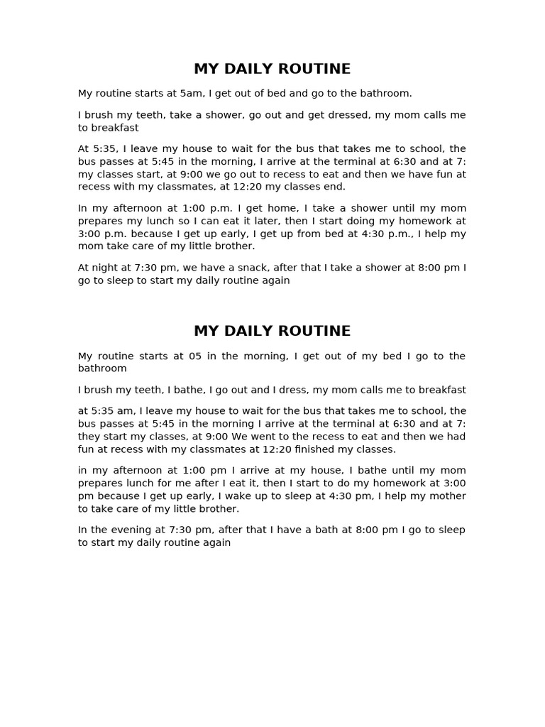 Daily Routine of a Student | PDF