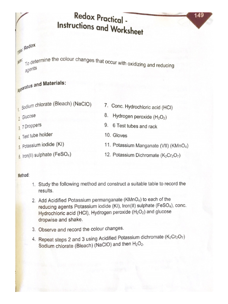 Redox Practical | PDF