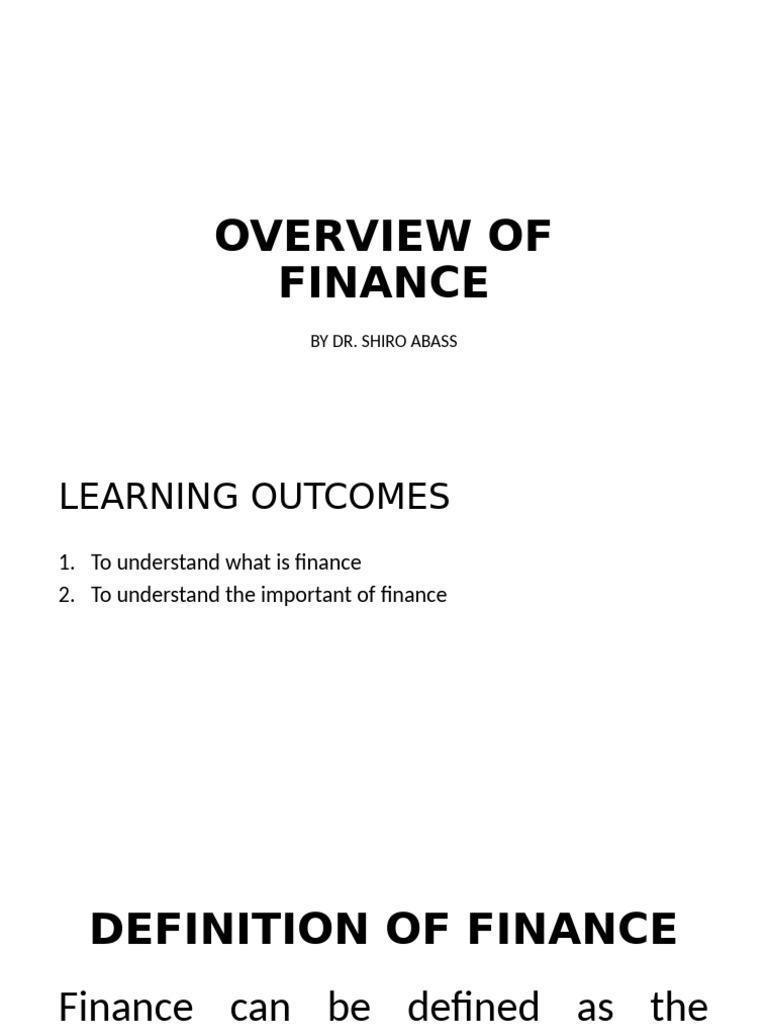 Overview of Finance Basics | PDF