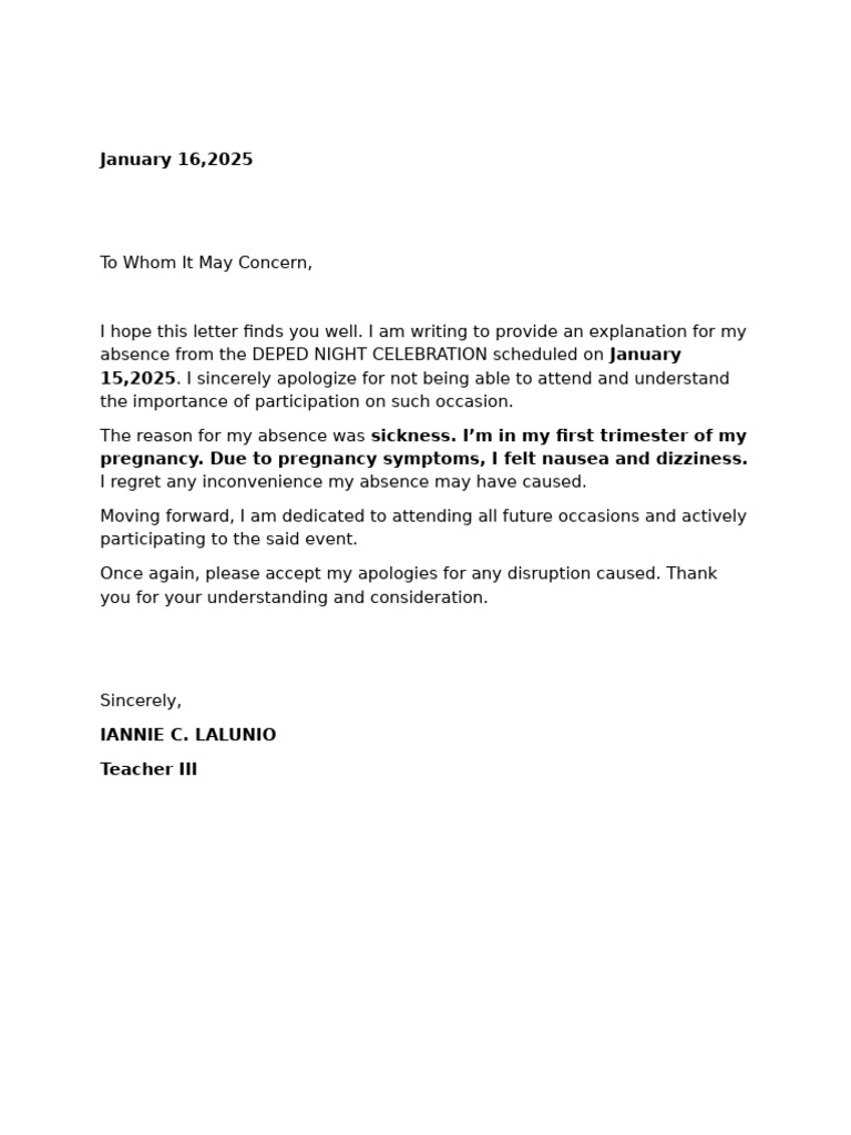 Letter of Explanation | PDF