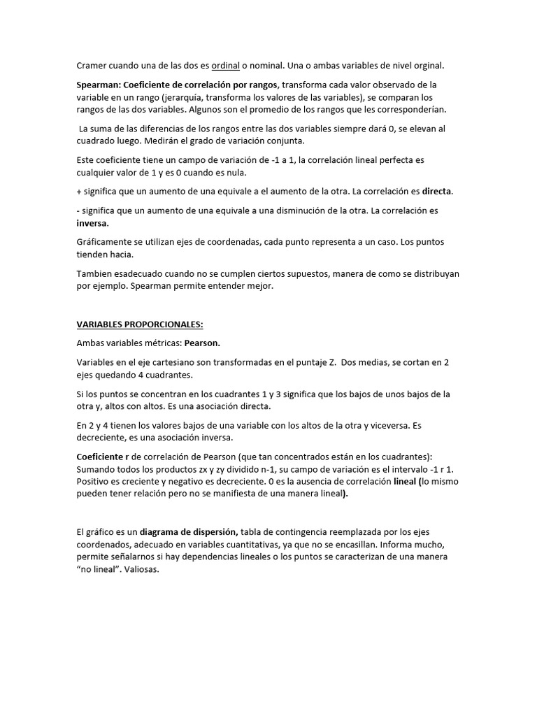 Coeficientes de correlacion, nivel ordinal o proporcionall | PDF