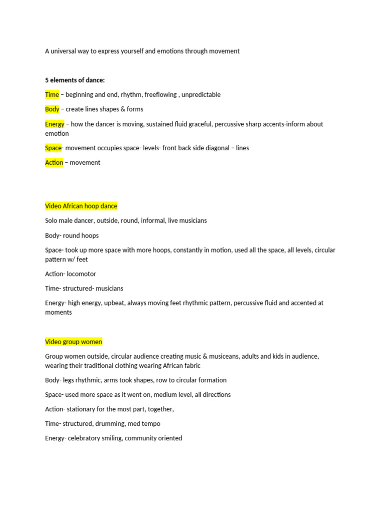 Dance Notes Day 2 | PDF