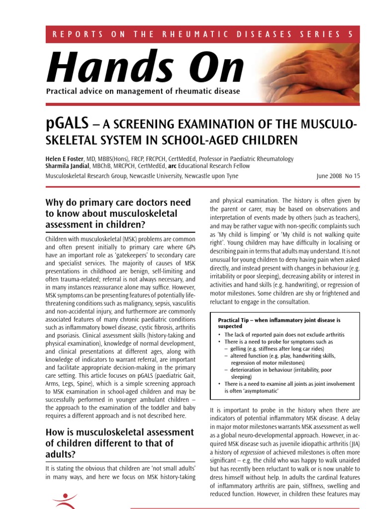 pGALS: Pediatric MSK Screening Guide | PDF | Anatomical Terms Of Motion ...