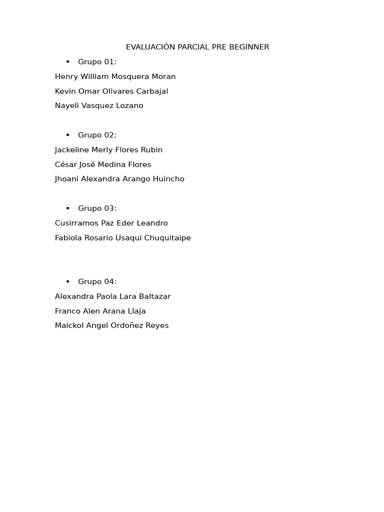 Evaluación Final Pre Beginner | PDF