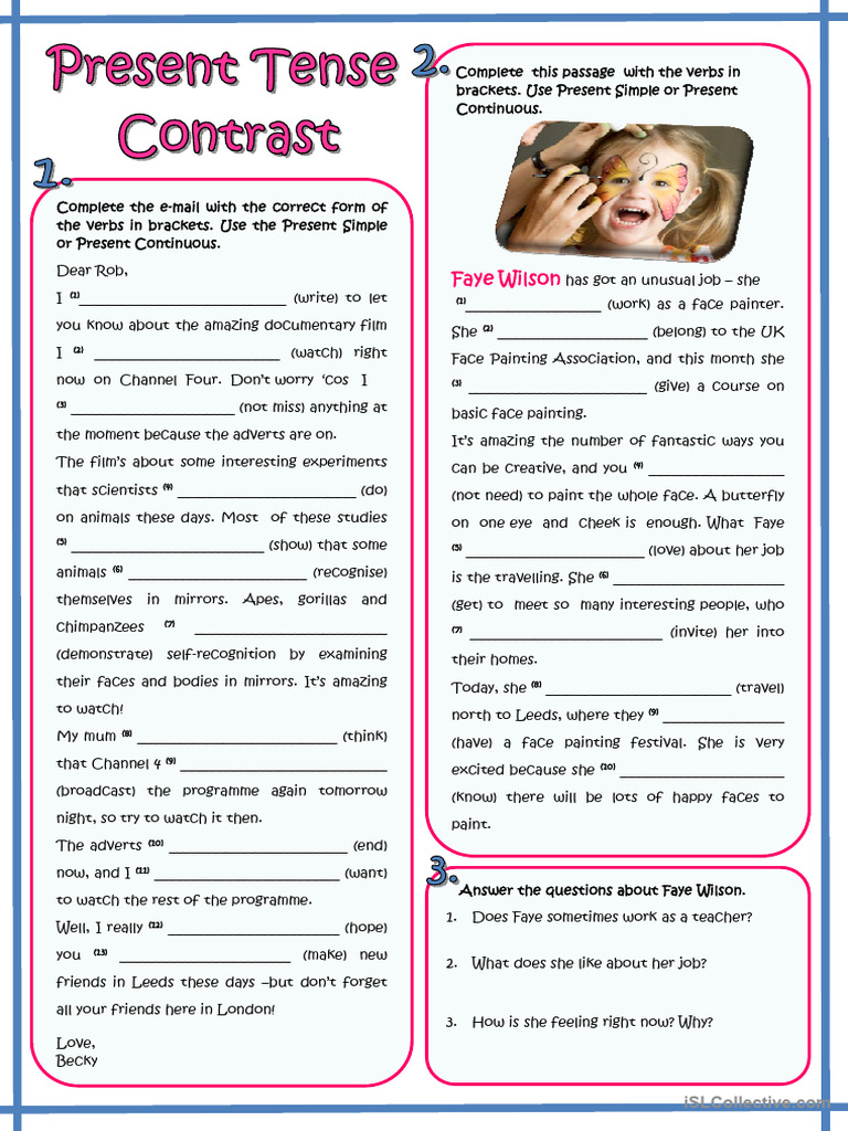 Present Tense Contrast | PDF