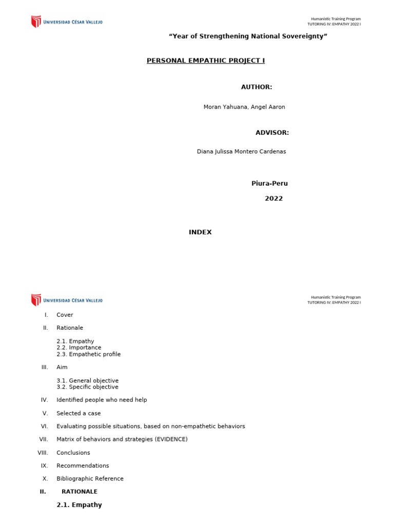 Empathetic Personal Project | PDF | Empathy | Communication