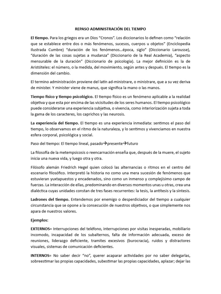 2 repaso admin tiempo | PDF | Experiencia | Planificación