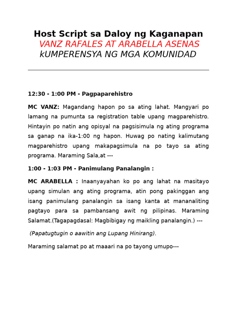 Host Script Sa Daloy NG Kaganapan | PDF