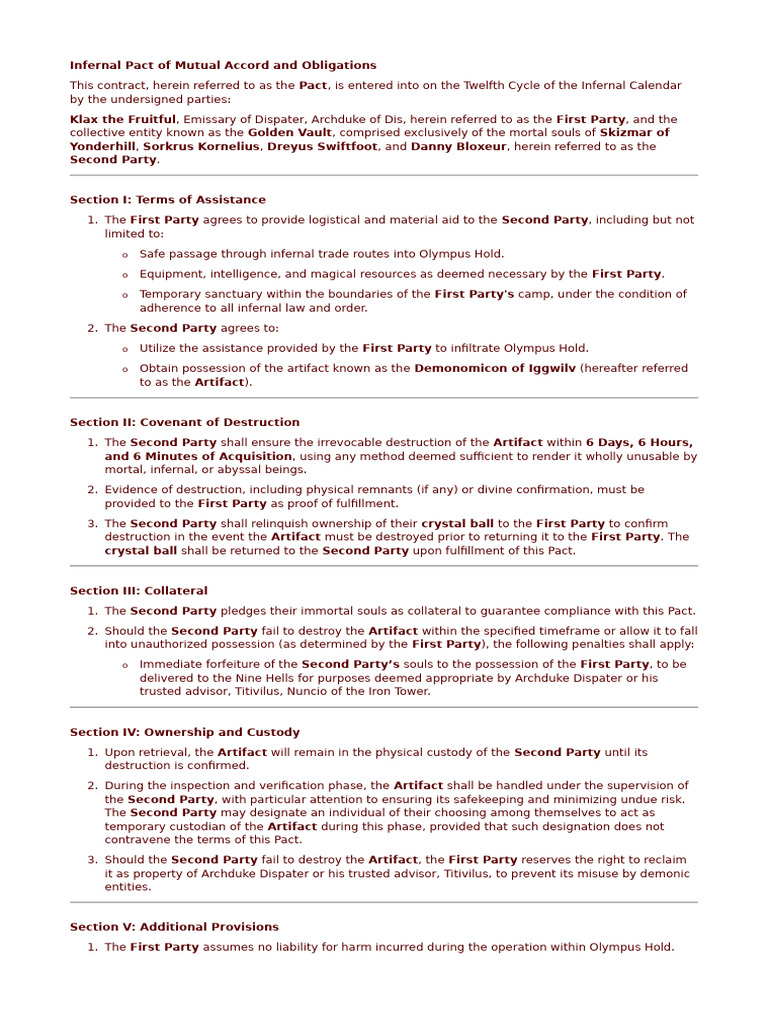 Infernal Pact Draft 2 | PDF