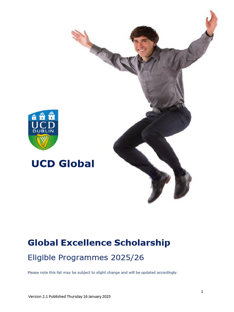 UCD Global Excellence Scholarship Programs | PDF | Engineering | Science
