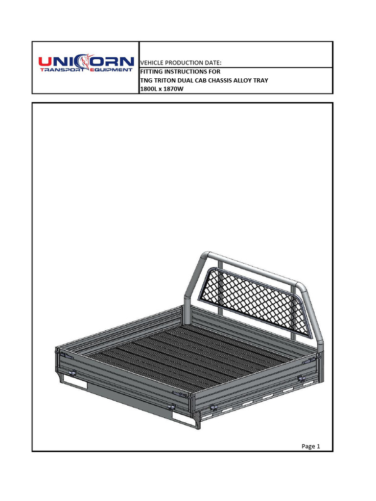 TNG Triton Dual Cab Tray Fitting Guide | PDF | Screw | Nut (Hardware)
