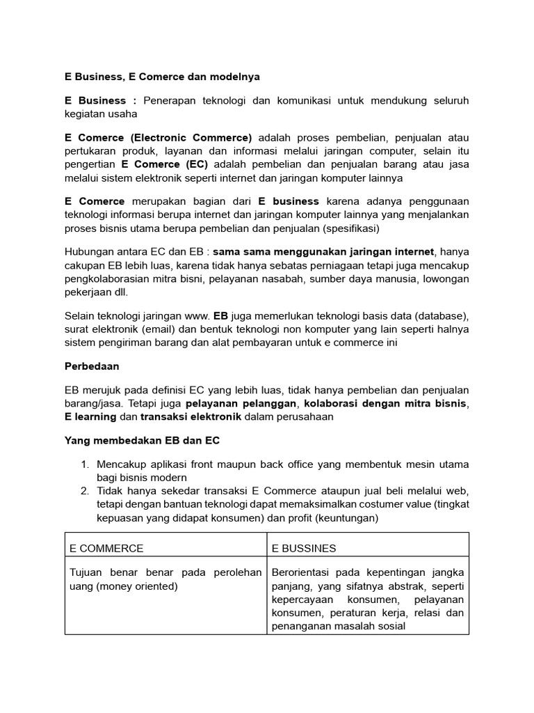 Materi E Commerce Dan E Business | PDF