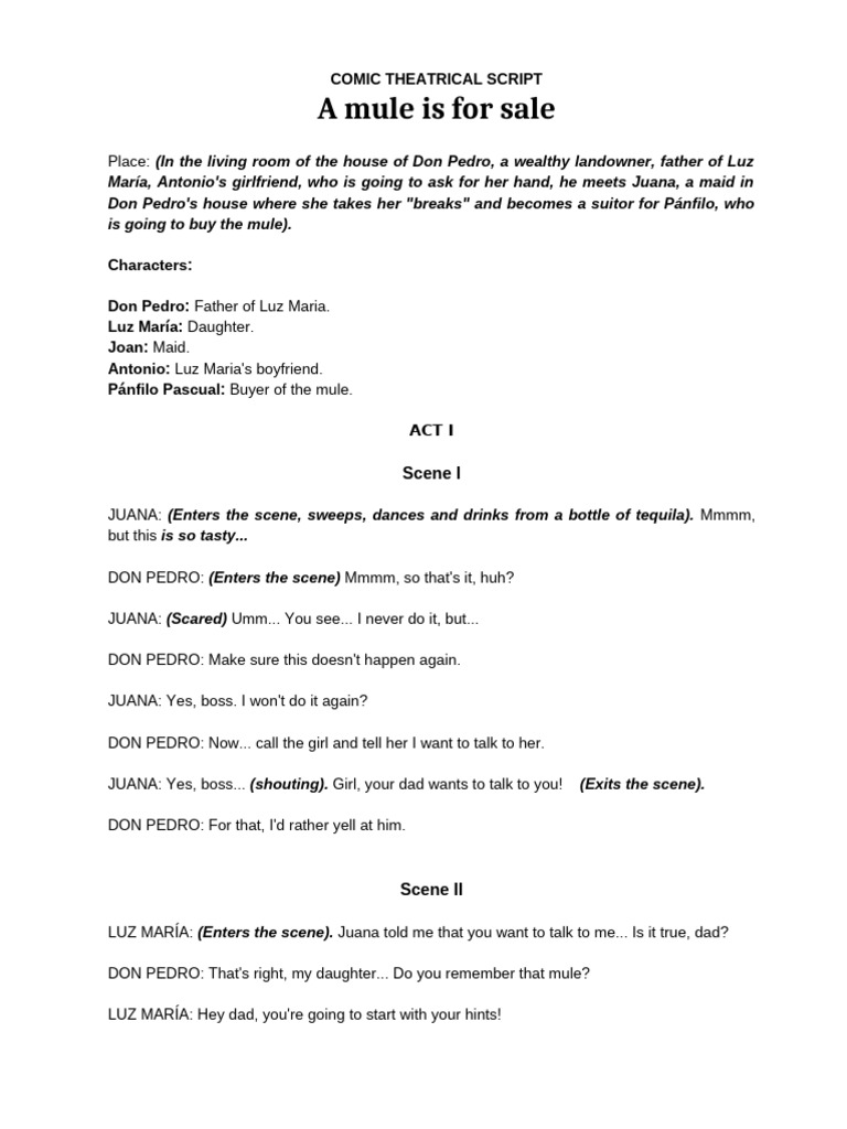 Mule Sale Comedy Script | PDF