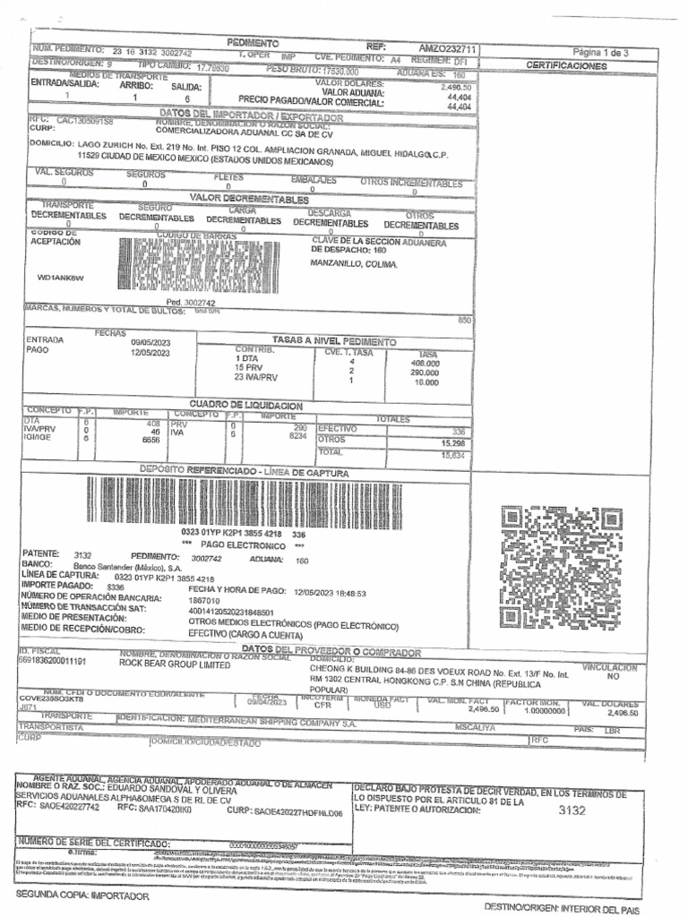 PEDIMENTO 052023 | PDF