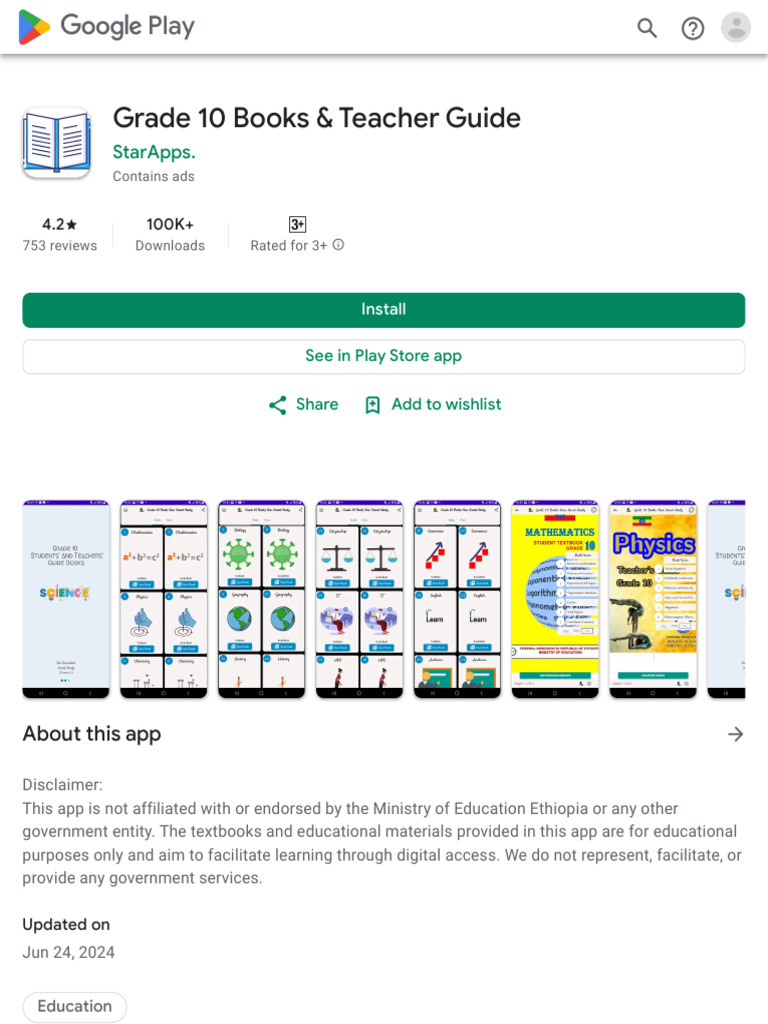 Grade 10 Educational Books & Guide | PDF | Mobile App | Google Play
