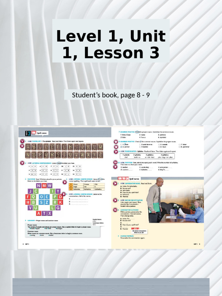 Level 1, Unit 1, Lesson 3 | PDF