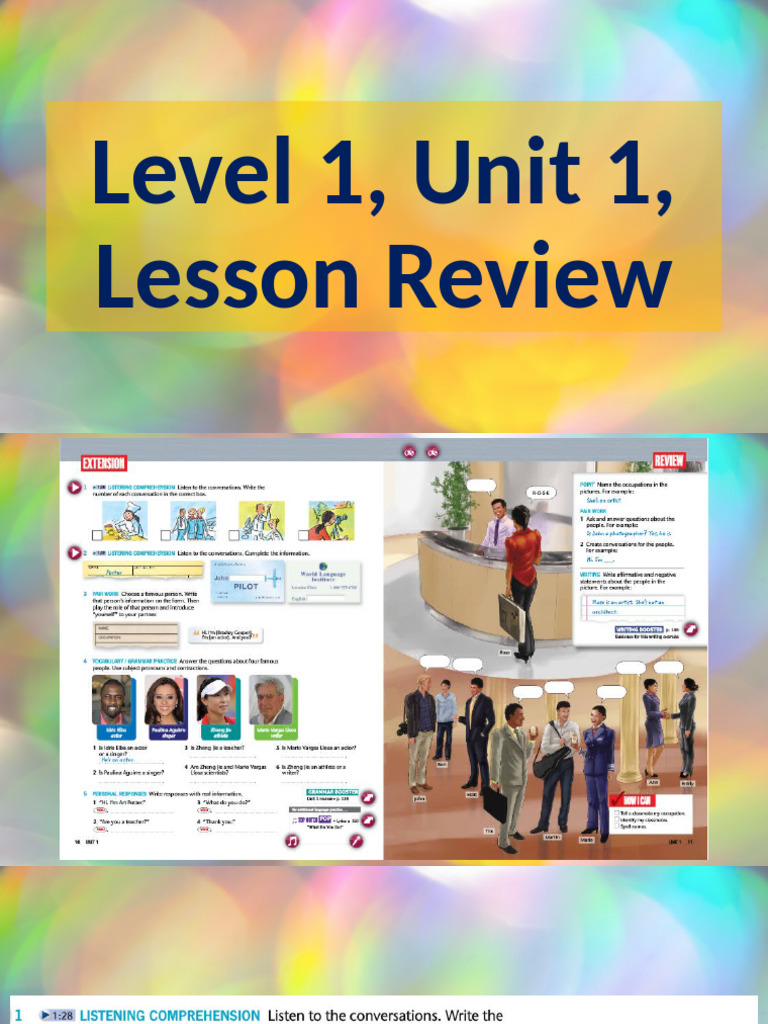 Level 1, Unit 1, Lesson Review | PDF