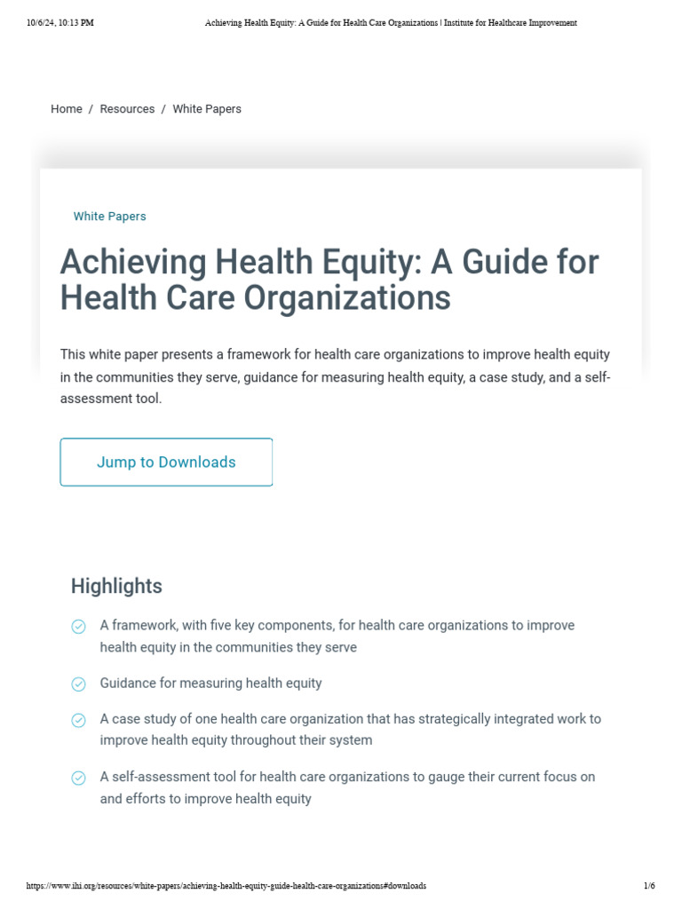Framework for Health Equity in Care | PDF | Health Equity | Health Care