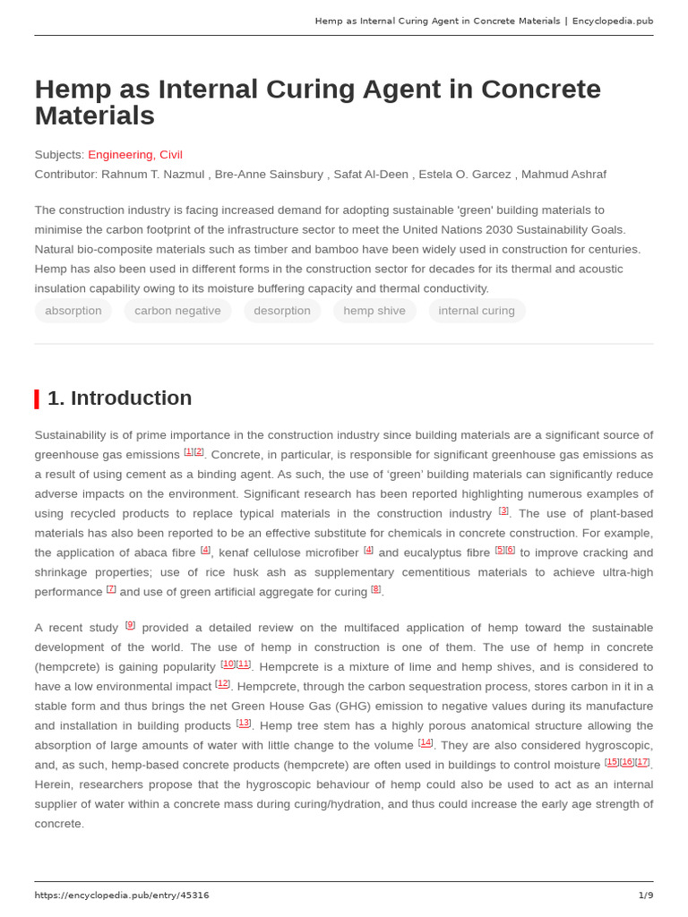 Hemp As Internal Curing Agent in Concrete Materials 3 | PDF | Concrete ...