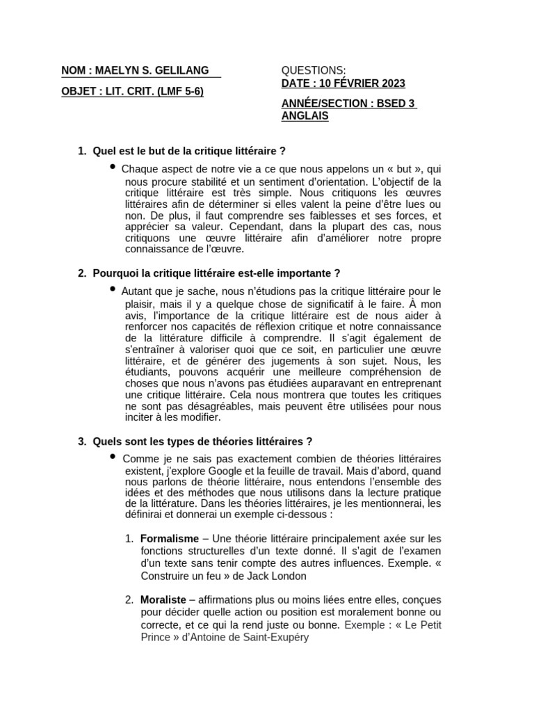 Importance et types de critique littéraire | PDF | Psychologie | Moralité