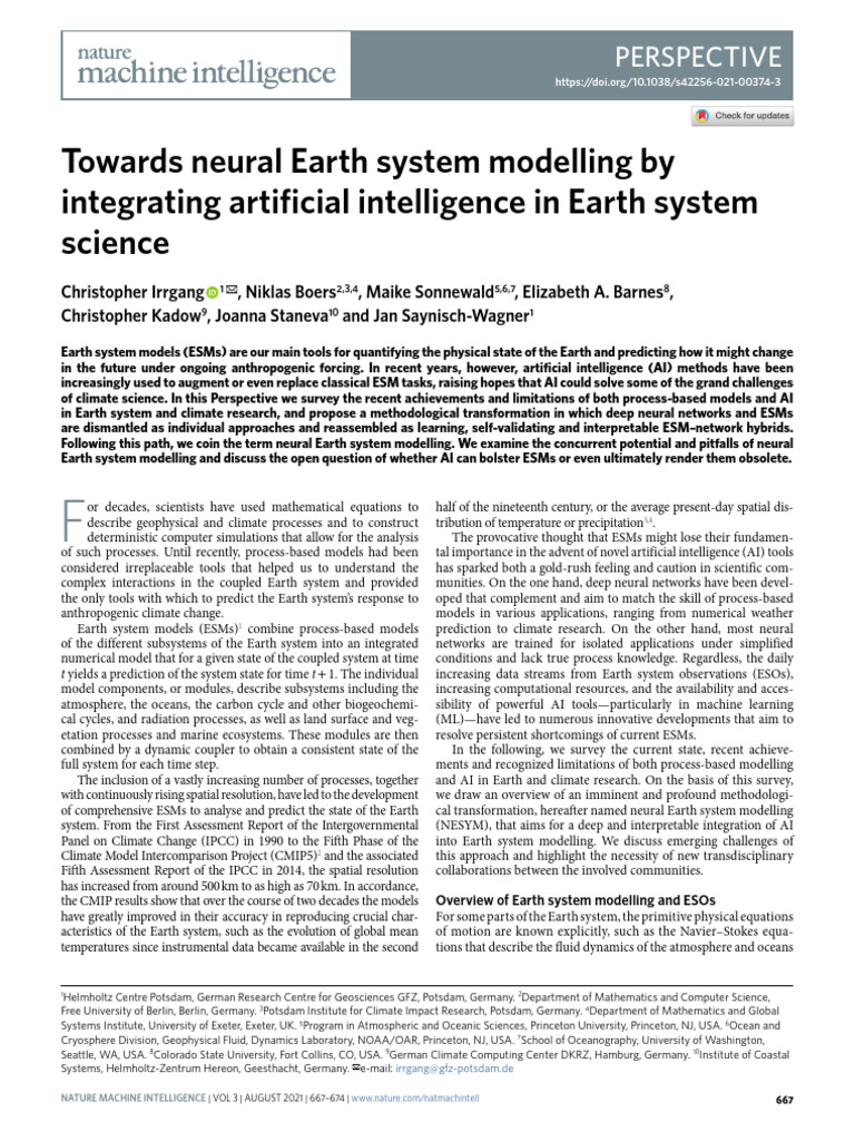 Towards Neural Earth System Modelling by Integrating Artificial ...