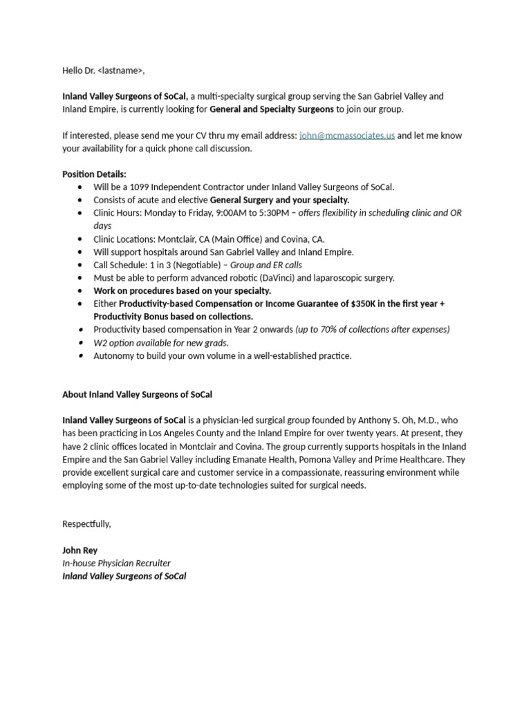 General Mail Template Pdf