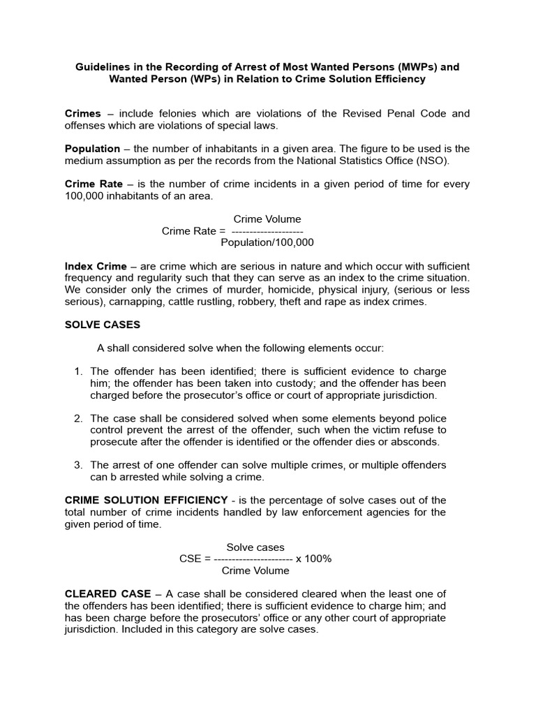 Guidelines in The Recording of Arrest | PDF | Crimes | Crime & Violence