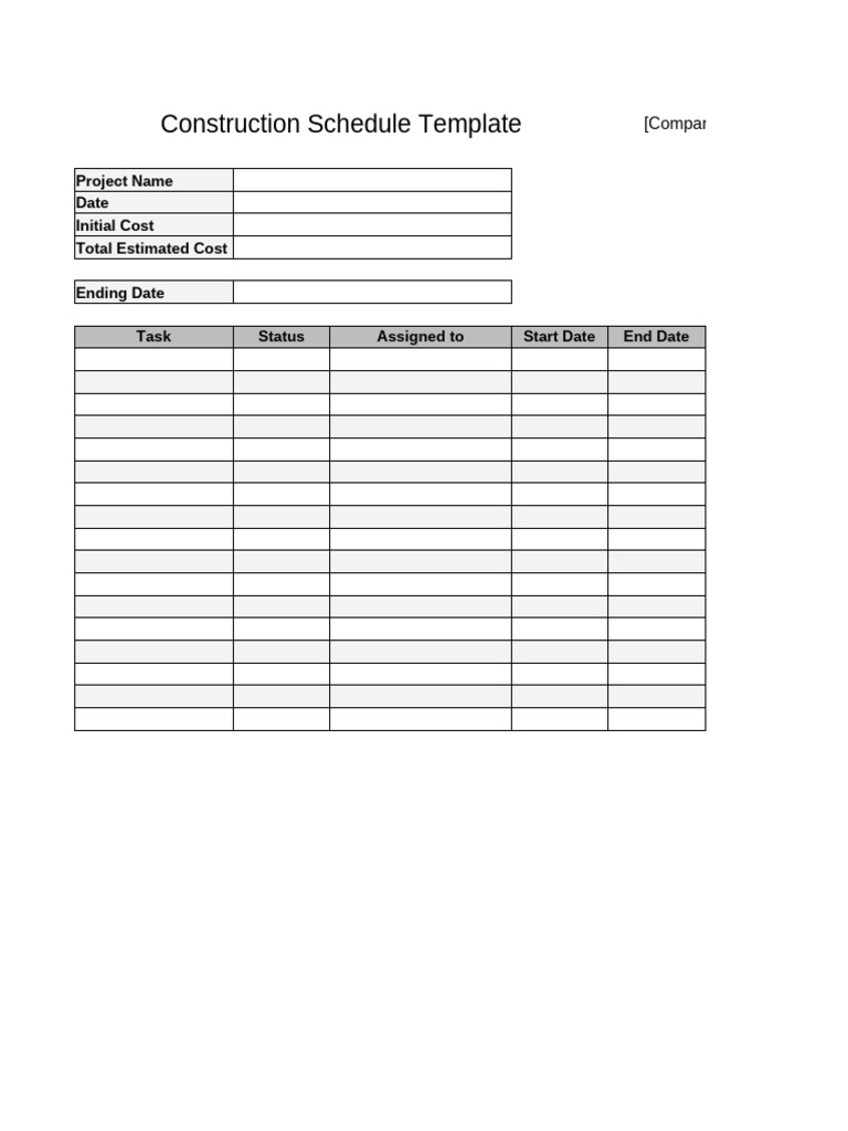 Construction Schedule Template | PDF