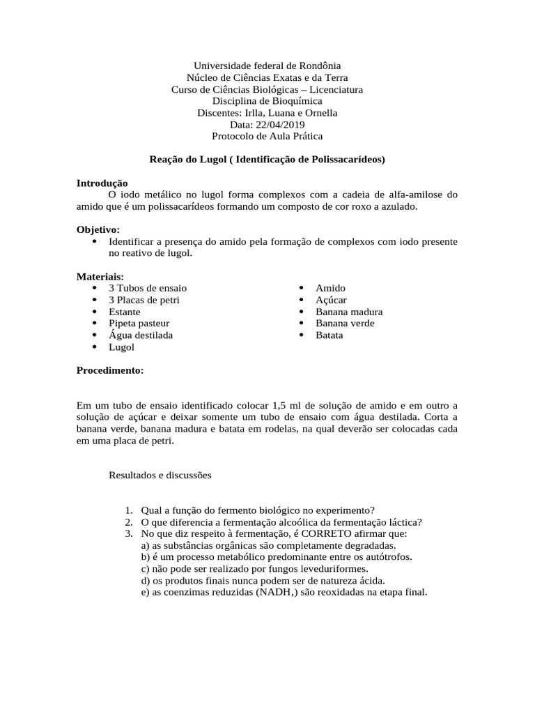 Protocolo de Aula Prática | PDF