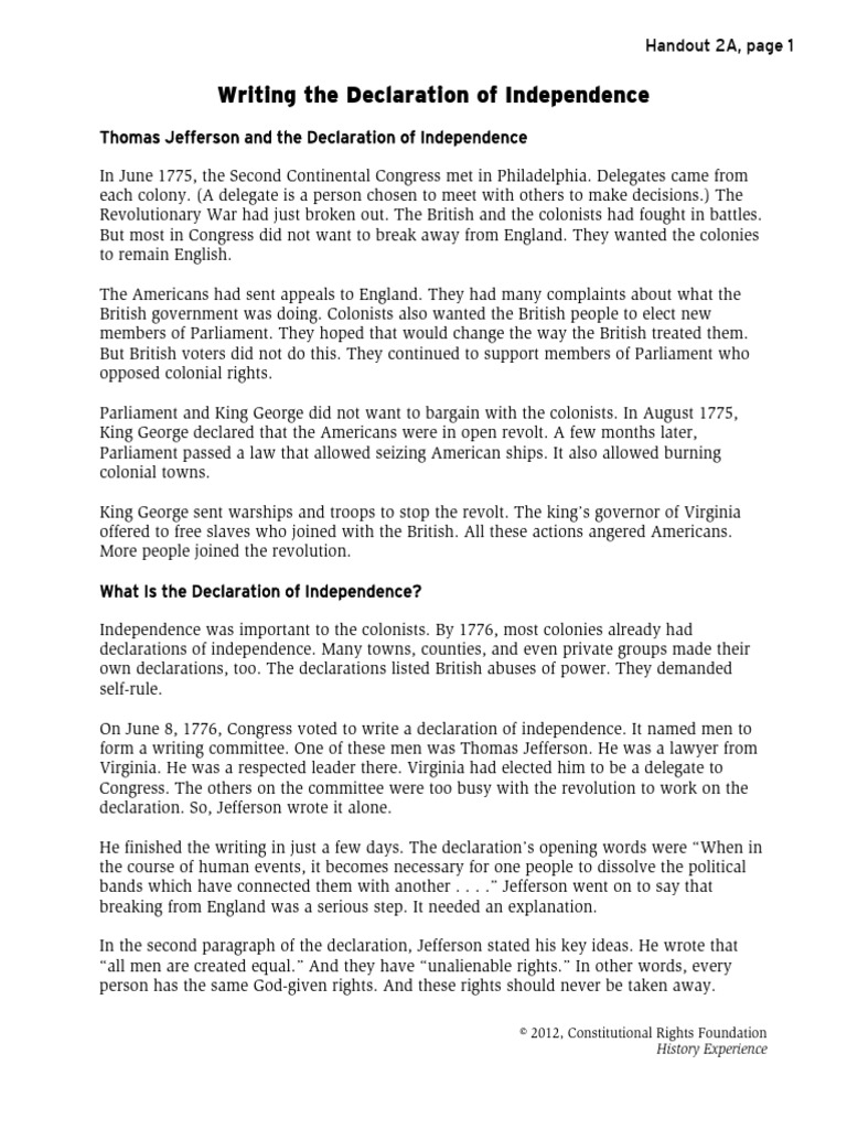The Declaration of Independence | PDF | United States Declaration Of ...