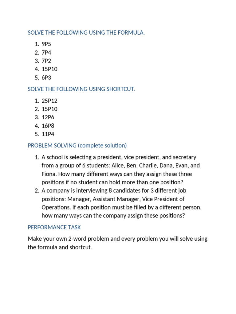 Math Activity and Performance Task | PDF