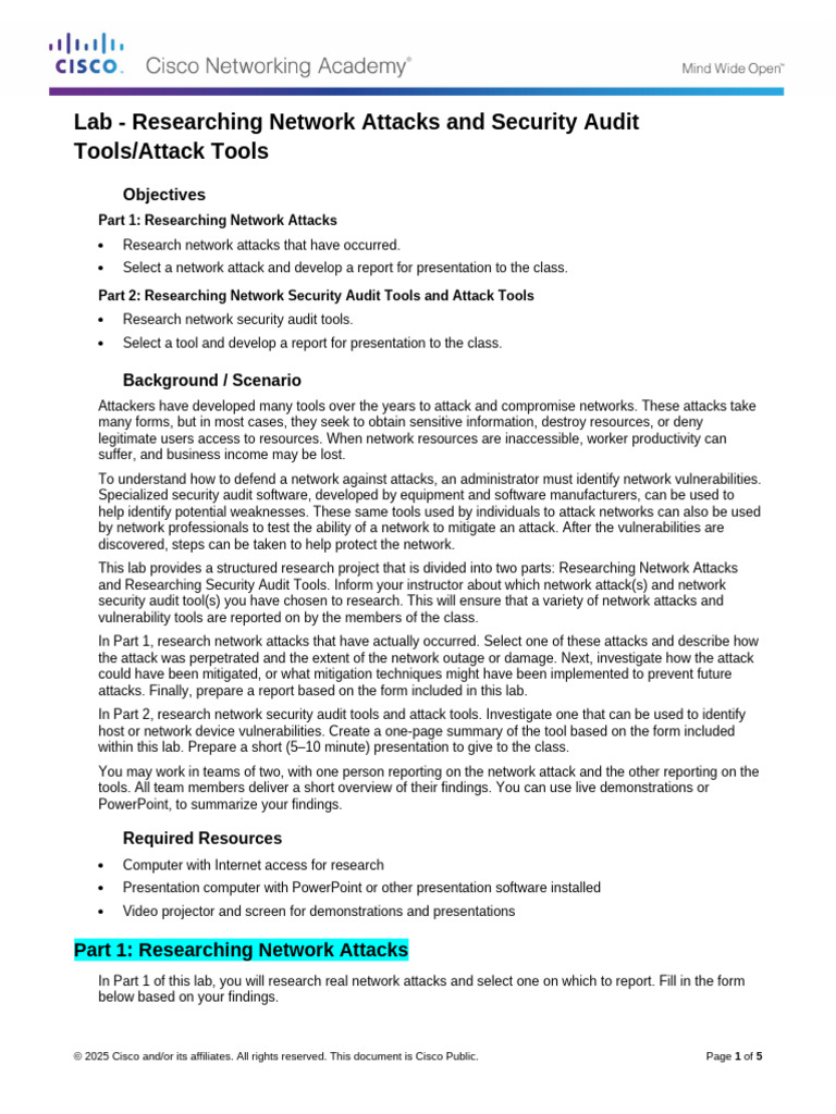 Researching Network Attacks and Security Audit Tools | PDF | Security | Computer Security