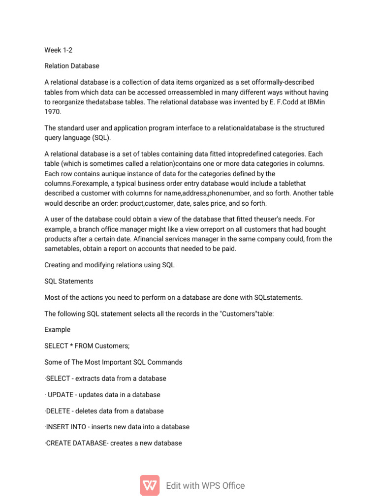 Data Processing Year 11 2nd Term Note | PDF | Relational Database | Databases
