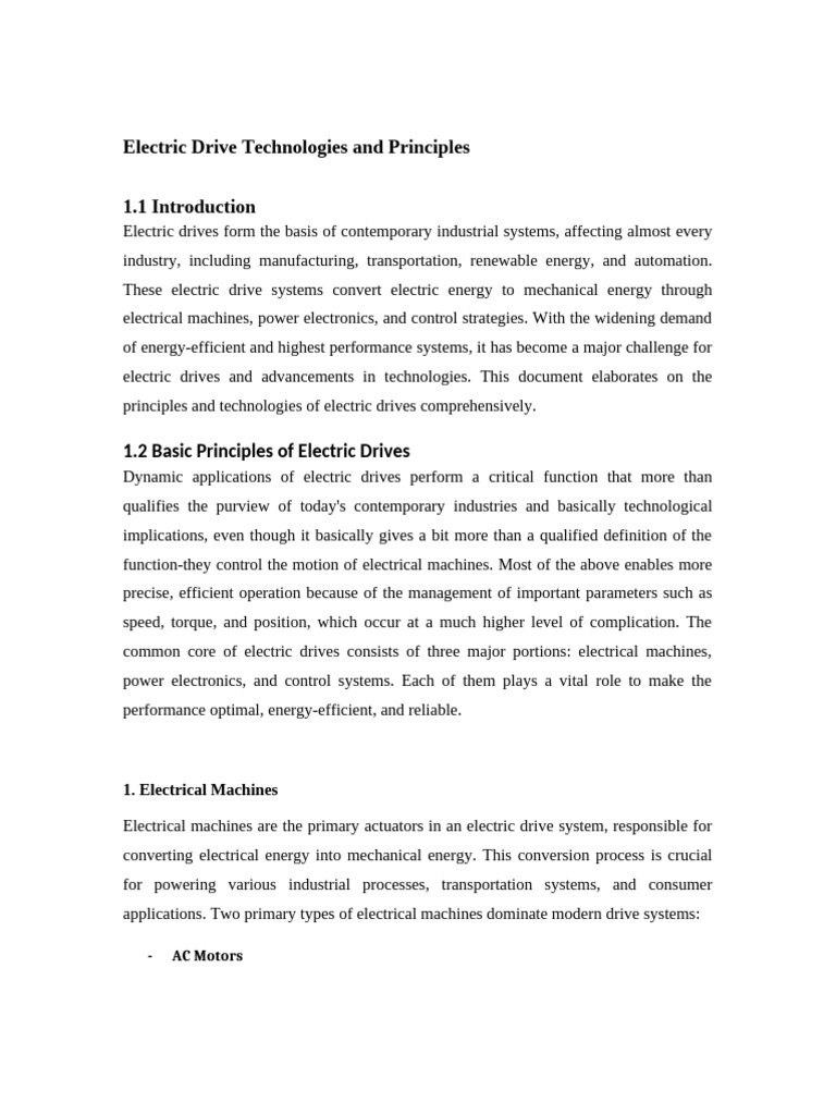 Electric Drive Technologies and Principles Dele's Draft | PDF ...