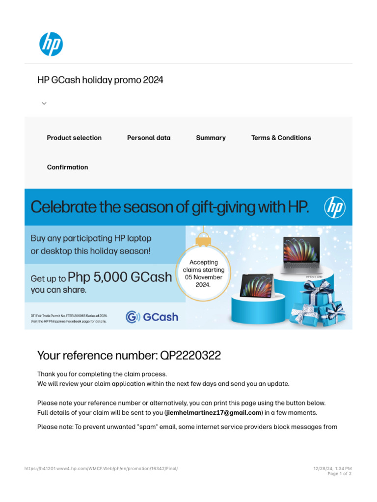 HP GCash Holiday Promo 2024 | PDF