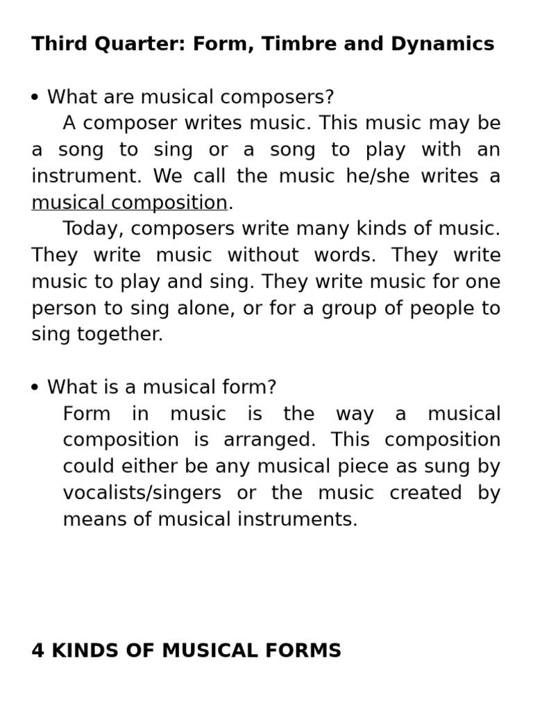 Music 6 Q3 Musical Form | PDF