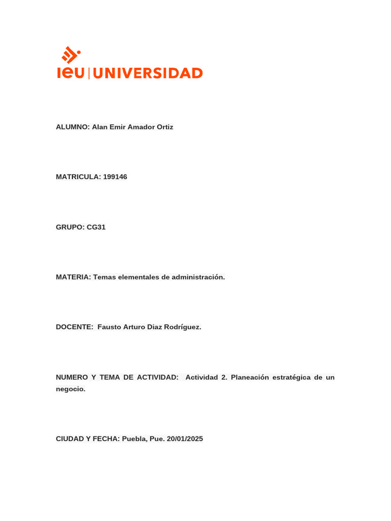 CONTA ACT2.Planeacion Estrategica de Un Negocio. | PDF | Inversiones | Business