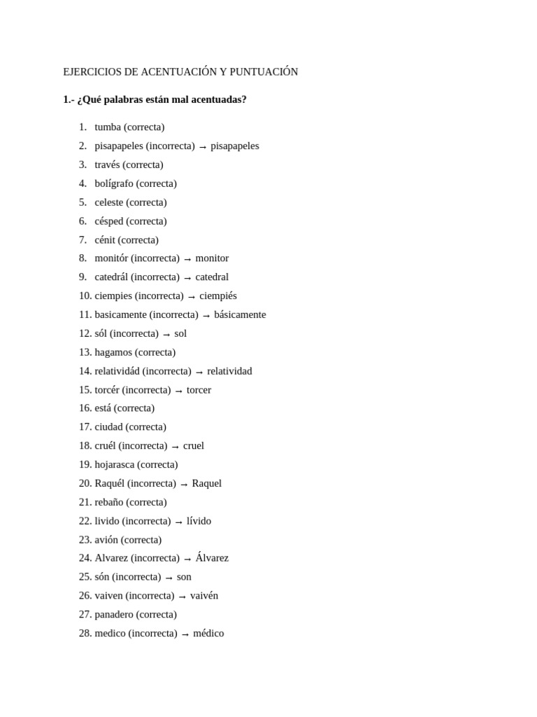 Ejercicios de Acentuación y Puntuación | PDF