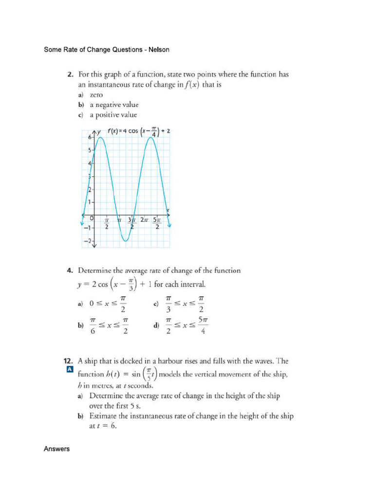 Rate of Change Questions | PDF