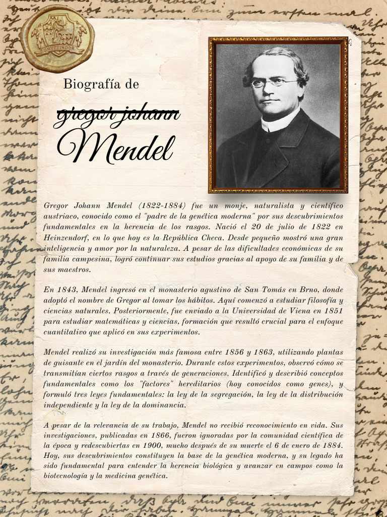biografia de gregor johann mendel | PDF