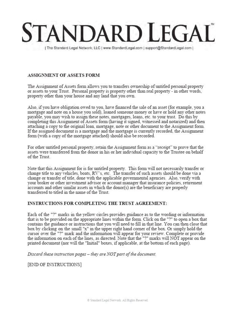 Asset Assignment Pdf Notary Public Trustee