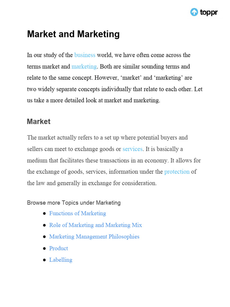 Marketing Class 12 Notes | PDF | Marketing | Market (Economics)