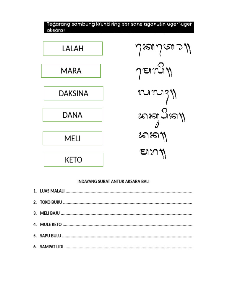 Surat Menggunakan Aksara Bali | PDF