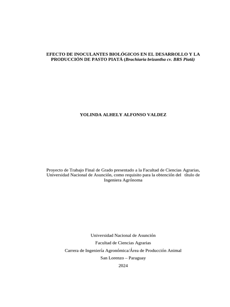 EFECTO DE INOCULANTES BIOLÓGICOS EN EL DESARROLLO Y LA PRODUCCIÓN DE ...