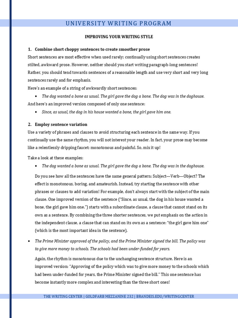 Enhance Your Writing Style Tips | PDF | Sentence (Linguistics) | Clause