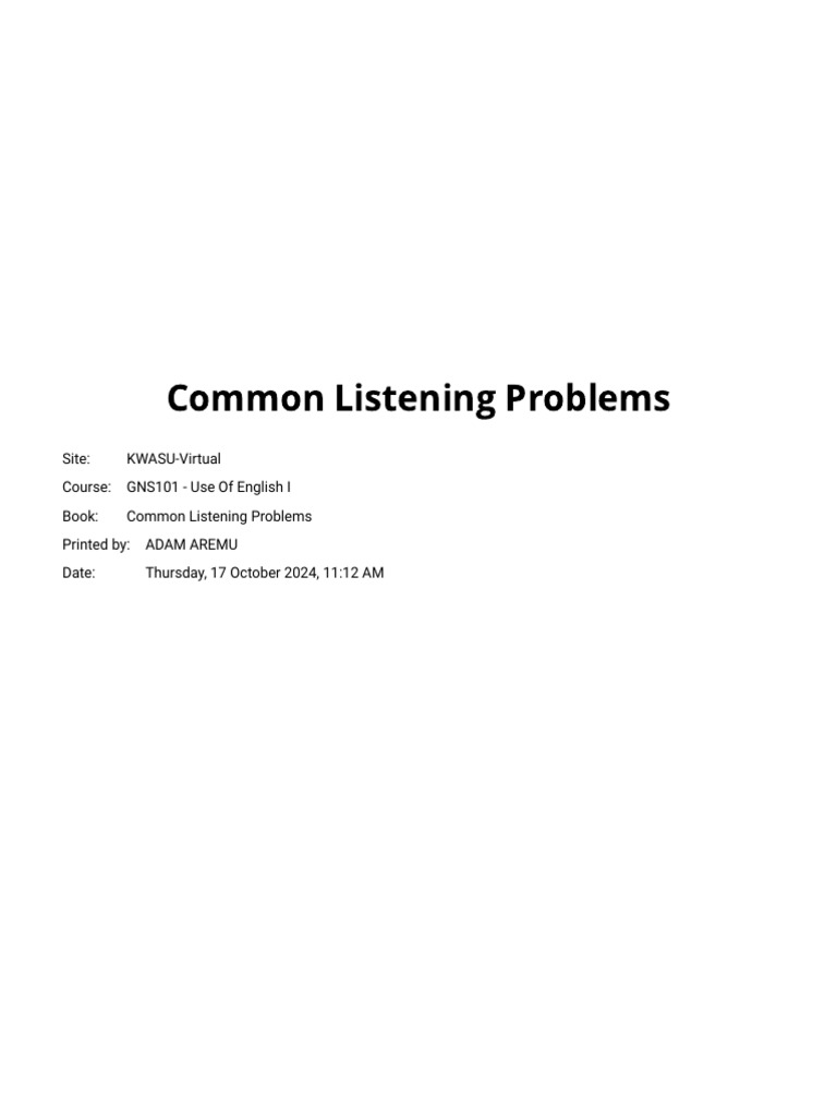 Common Listening Problems | PDF
